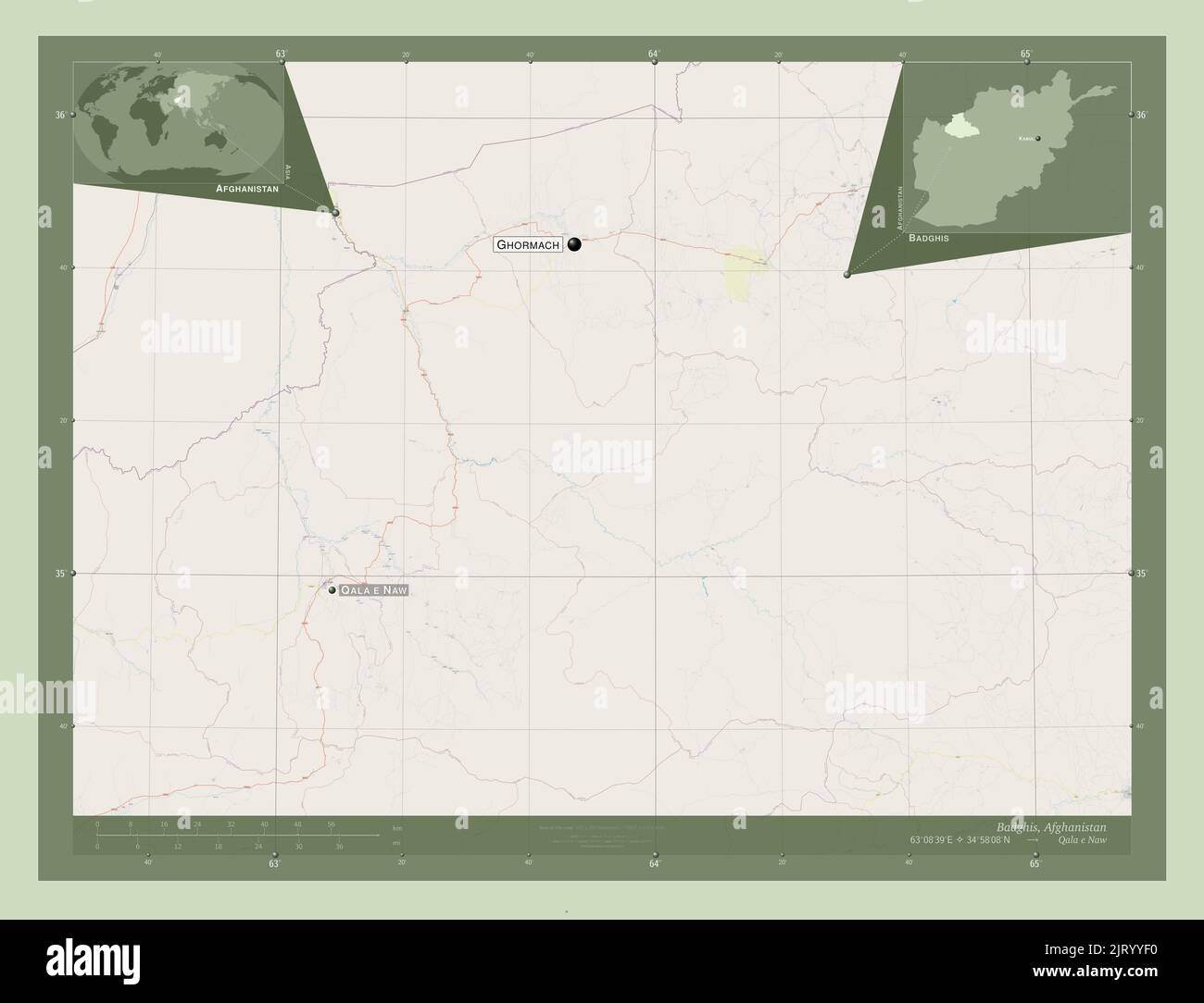 Badghis, province d'Afghanistan. Ouvrez la carte des rues. Lieux et ...