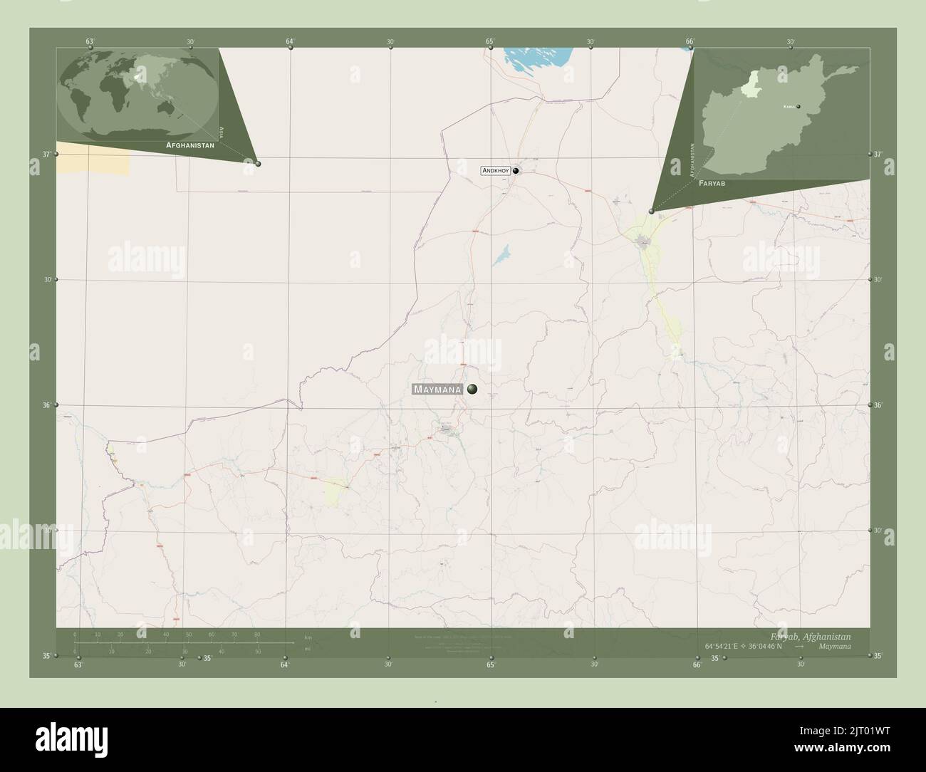 Faryab, province d'Afghanistan. Ouvrez la carte des rues. Lieux et noms ...