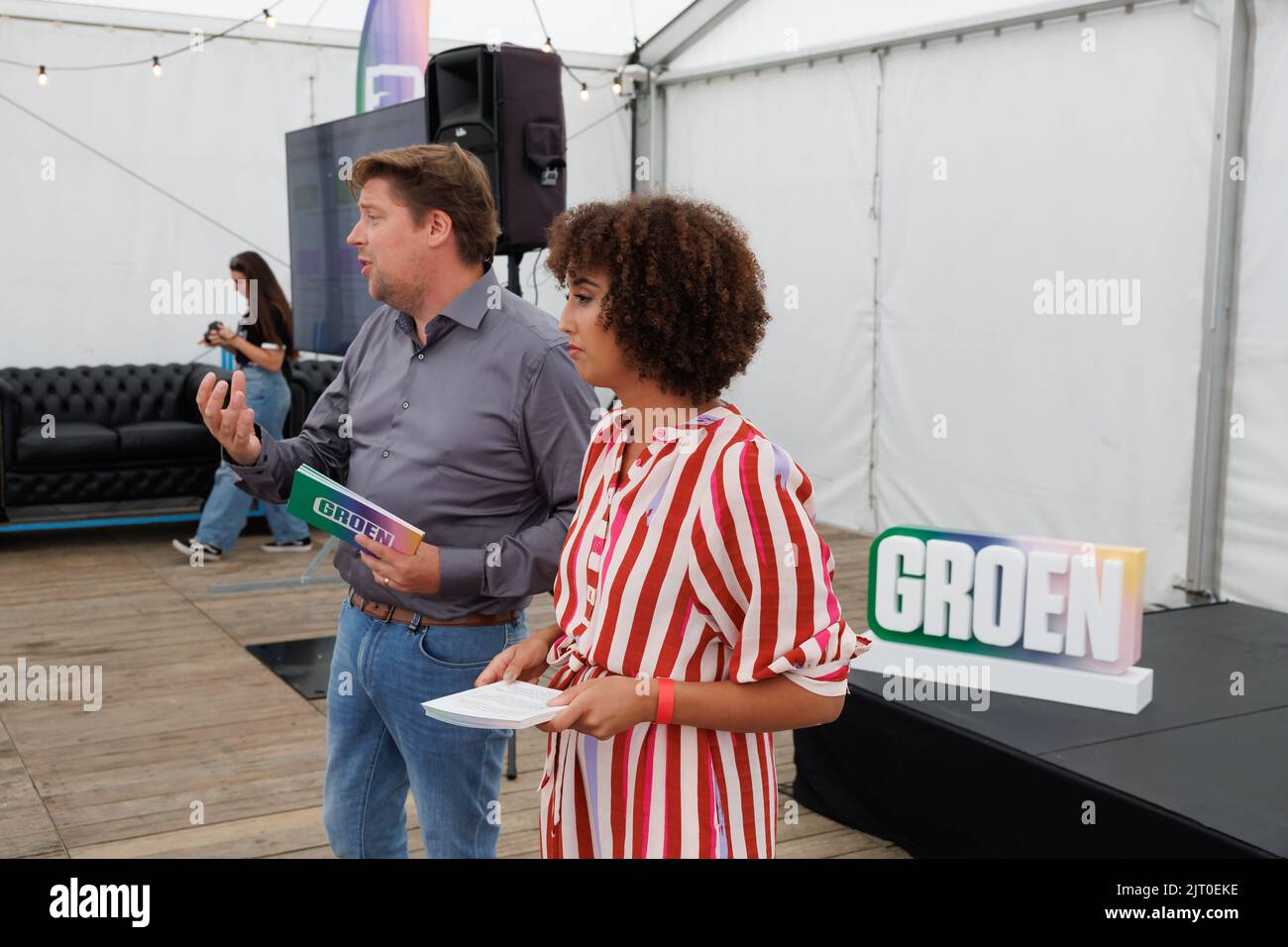 Le nouveau co-président de Groen, Jeremie Vaneeckhout, et la nouvelle ...