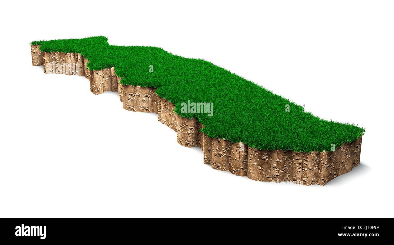 Une illustration 3D de la carte du Togo avec texture de l'herbe et du ... Une illustration 3D de la carte du Togo avec texture de l'herbe et du ...