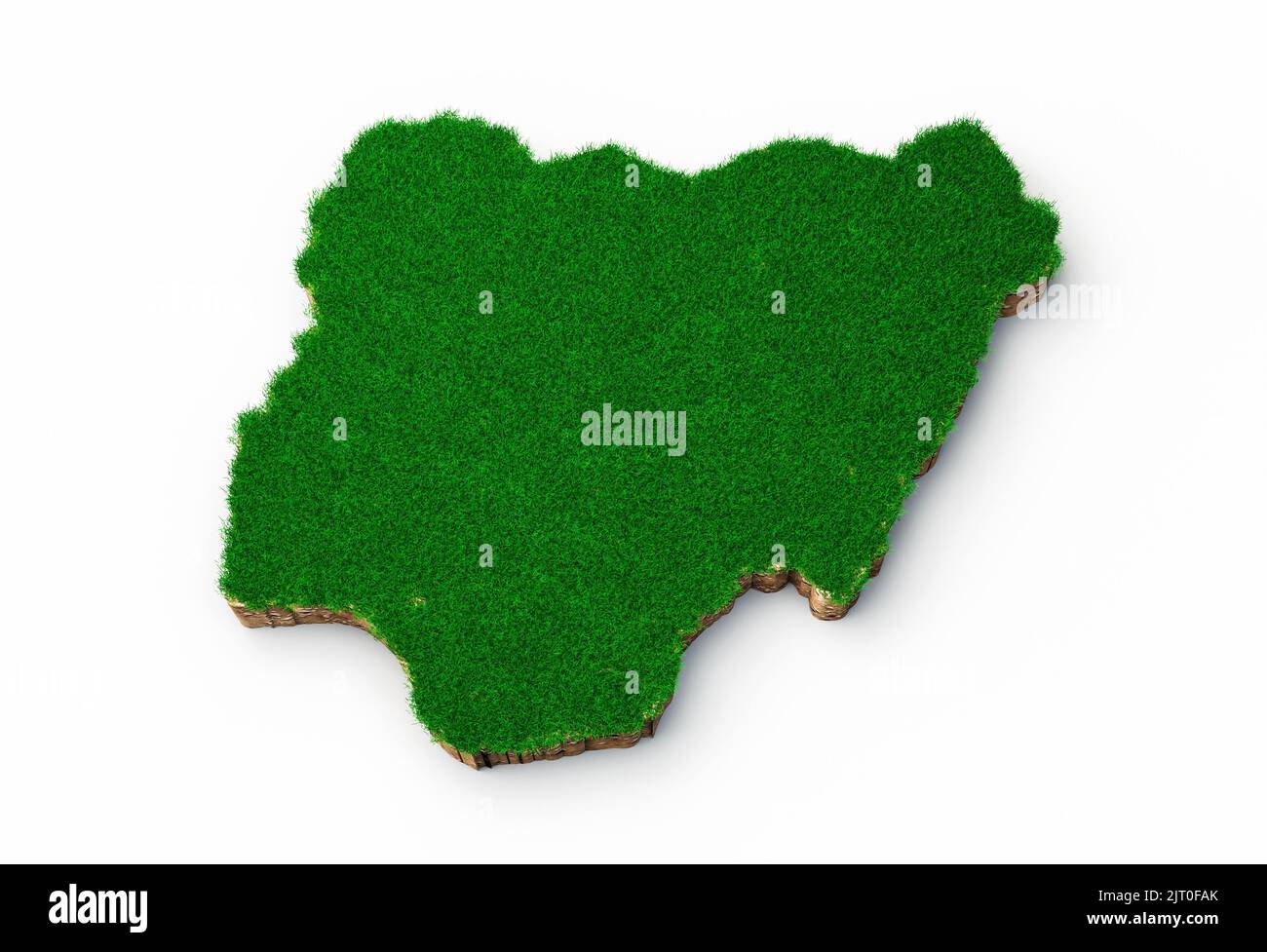 Illustration de la carte du Nigeria en 3D avec texture de l'herbe et du ... Illustration de la carte du Nigeria en 3D avec texture de l'herbe et du ...