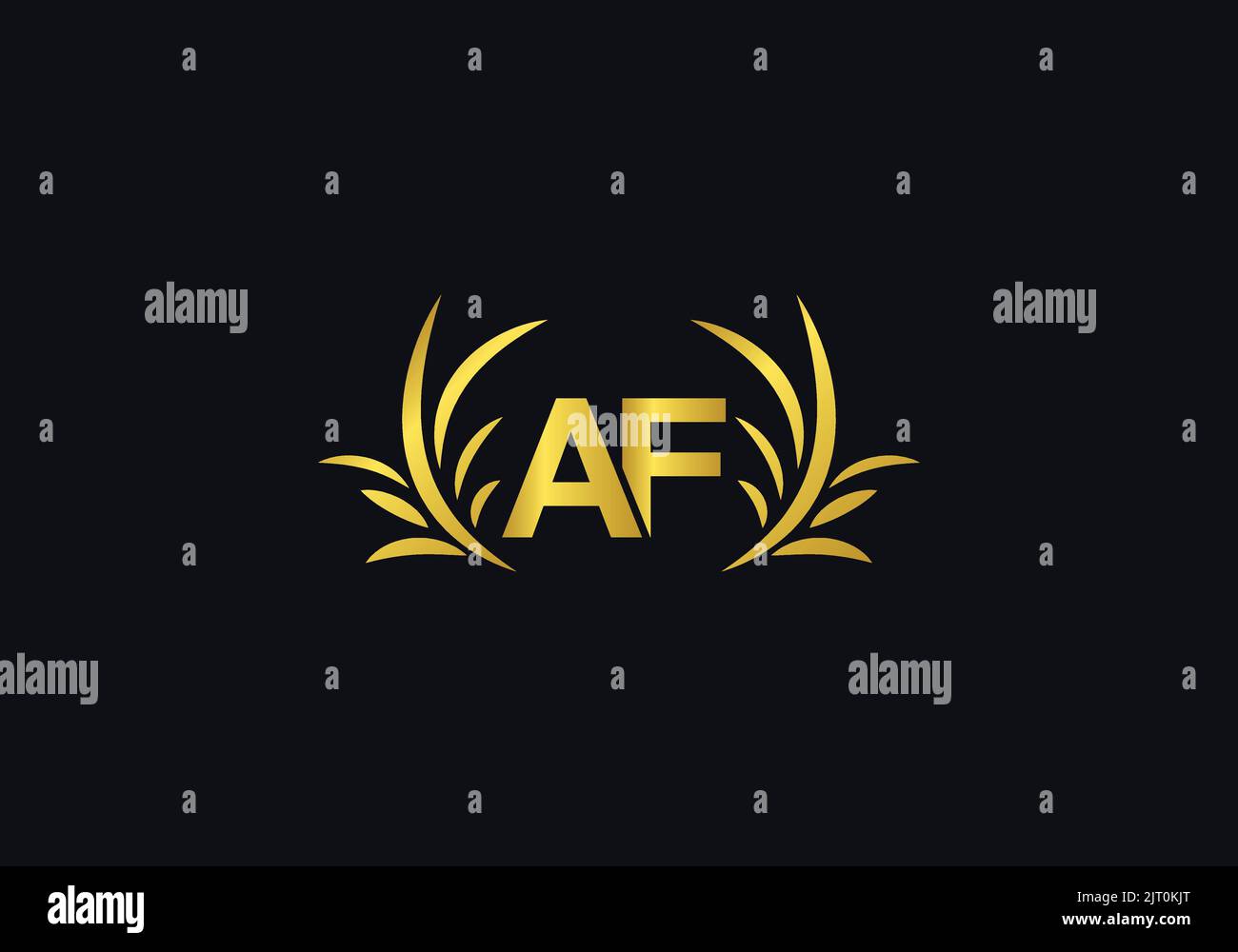 Motif de logo de feuille de couronne de Laurier doré avec lettres et ... Motif de logo de feuille de couronne de Laurier doré avec lettres et ...