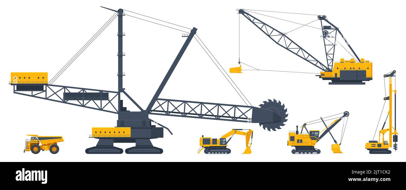 Machines d'exploitation minière en carrière. Pelle hydraulique sur ...