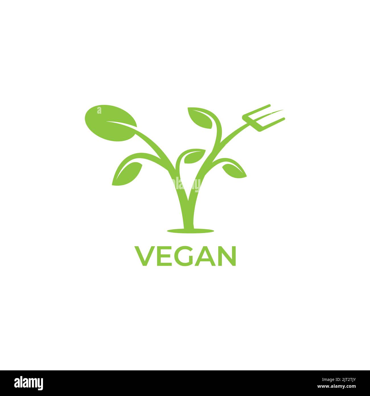 Logo de calligraphie vegan avec feuilles vertes pour aliments ...