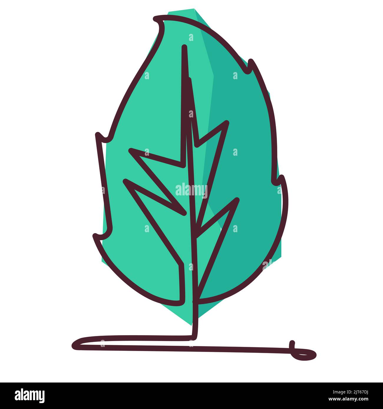Dessin d'un seul trait continu de feuille verte. Dessin simple de ...