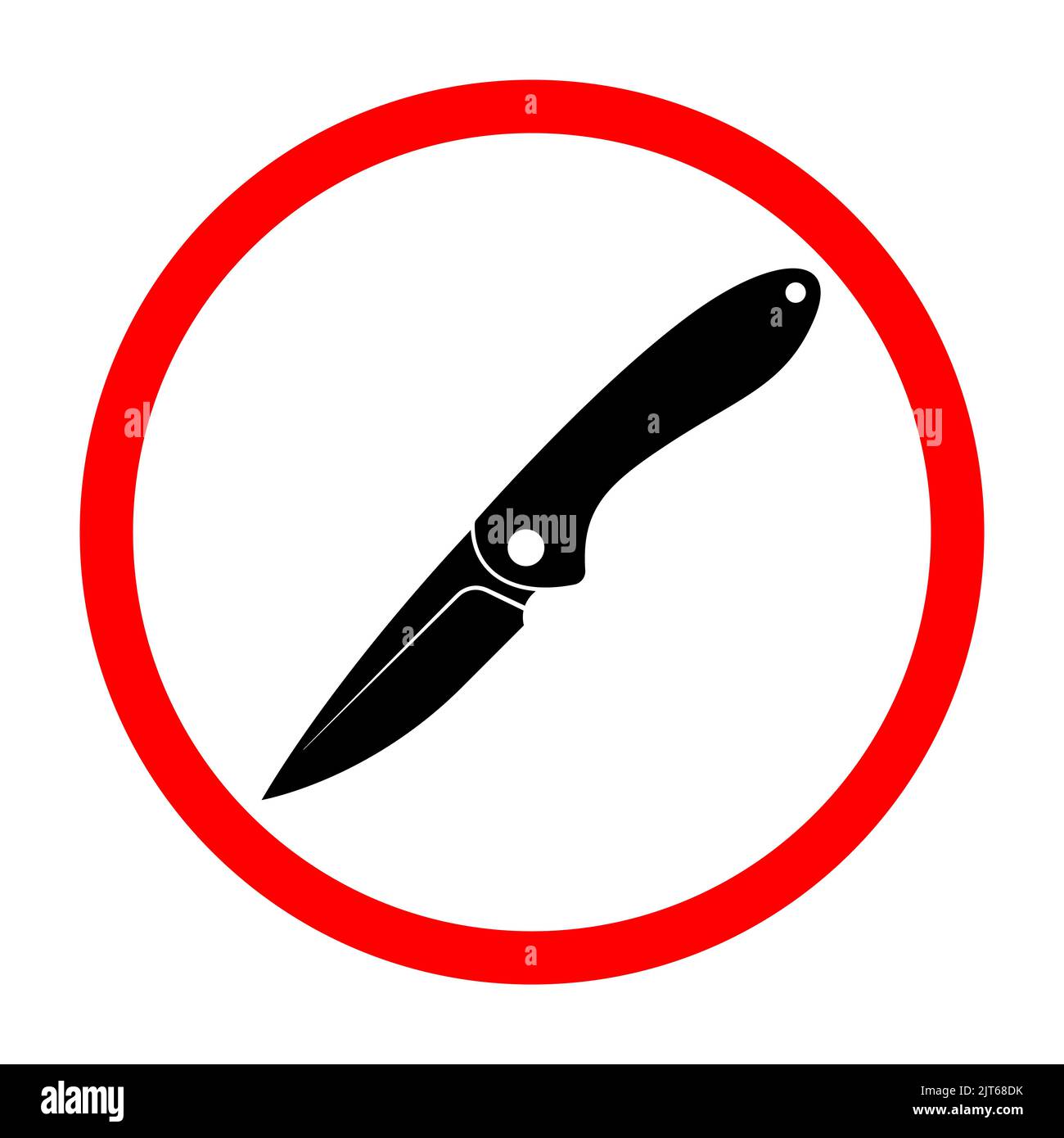 Panneau d'interdiction des couteaux. Couteau interdit. Arme dangereuse ...