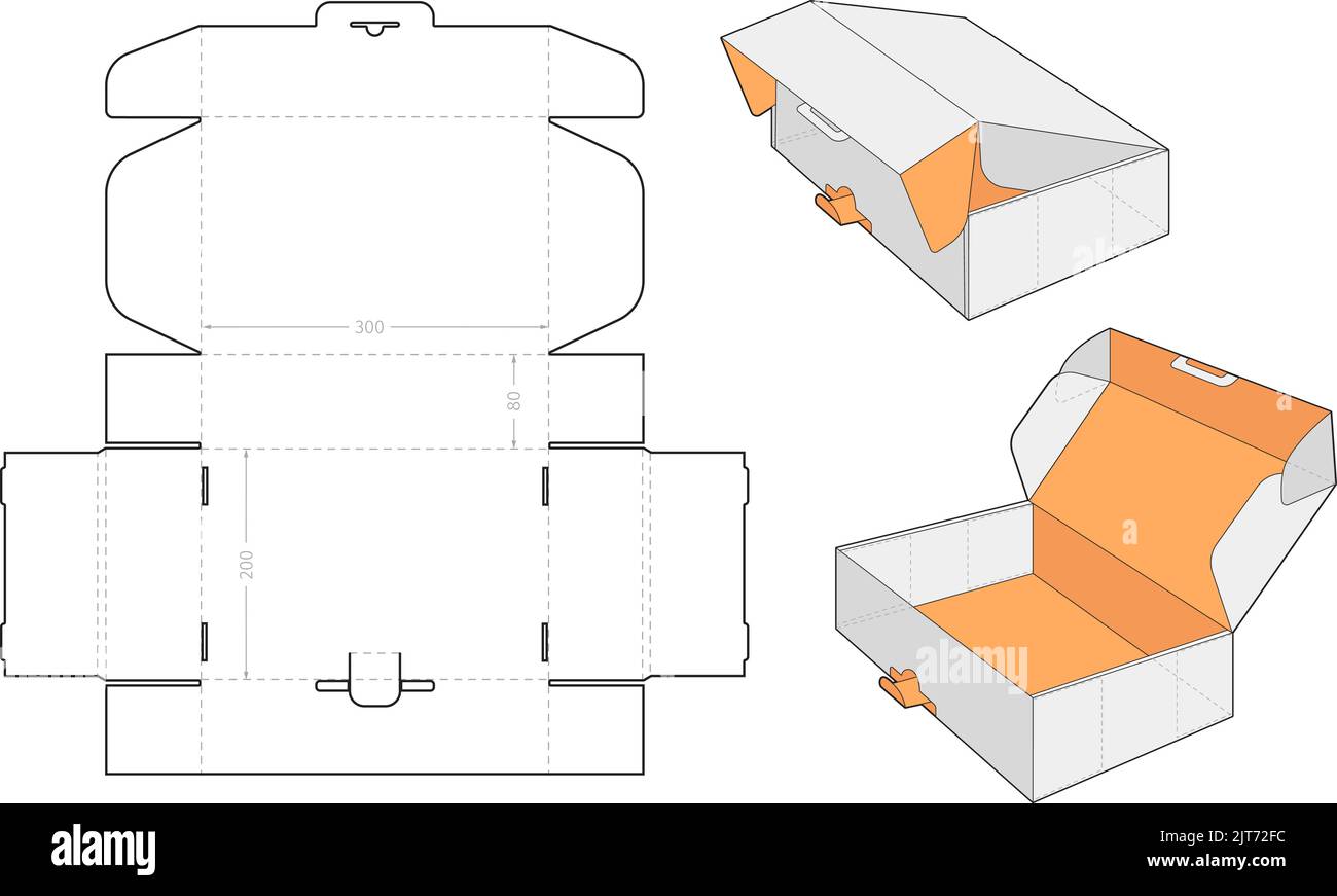 Boîte en carton. Emballage non emballé Blueprint de vente au détail ...