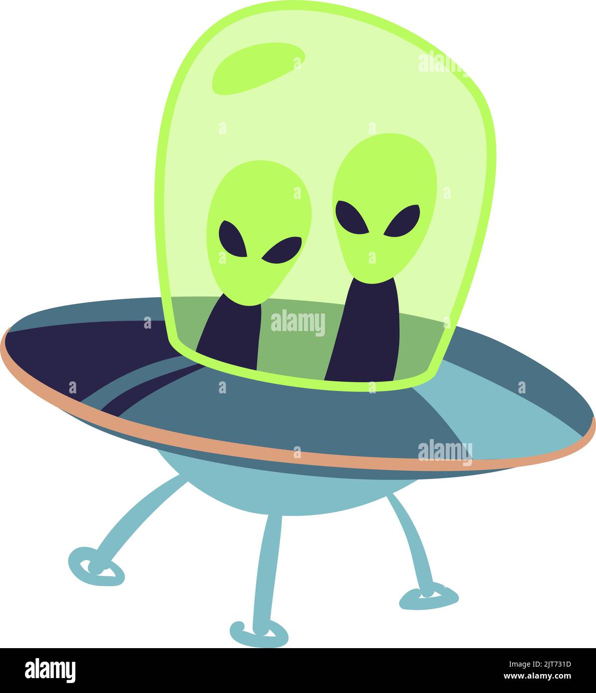 Un extraterrestre vert dans une soucoupe volante. Icône vaisseau ...