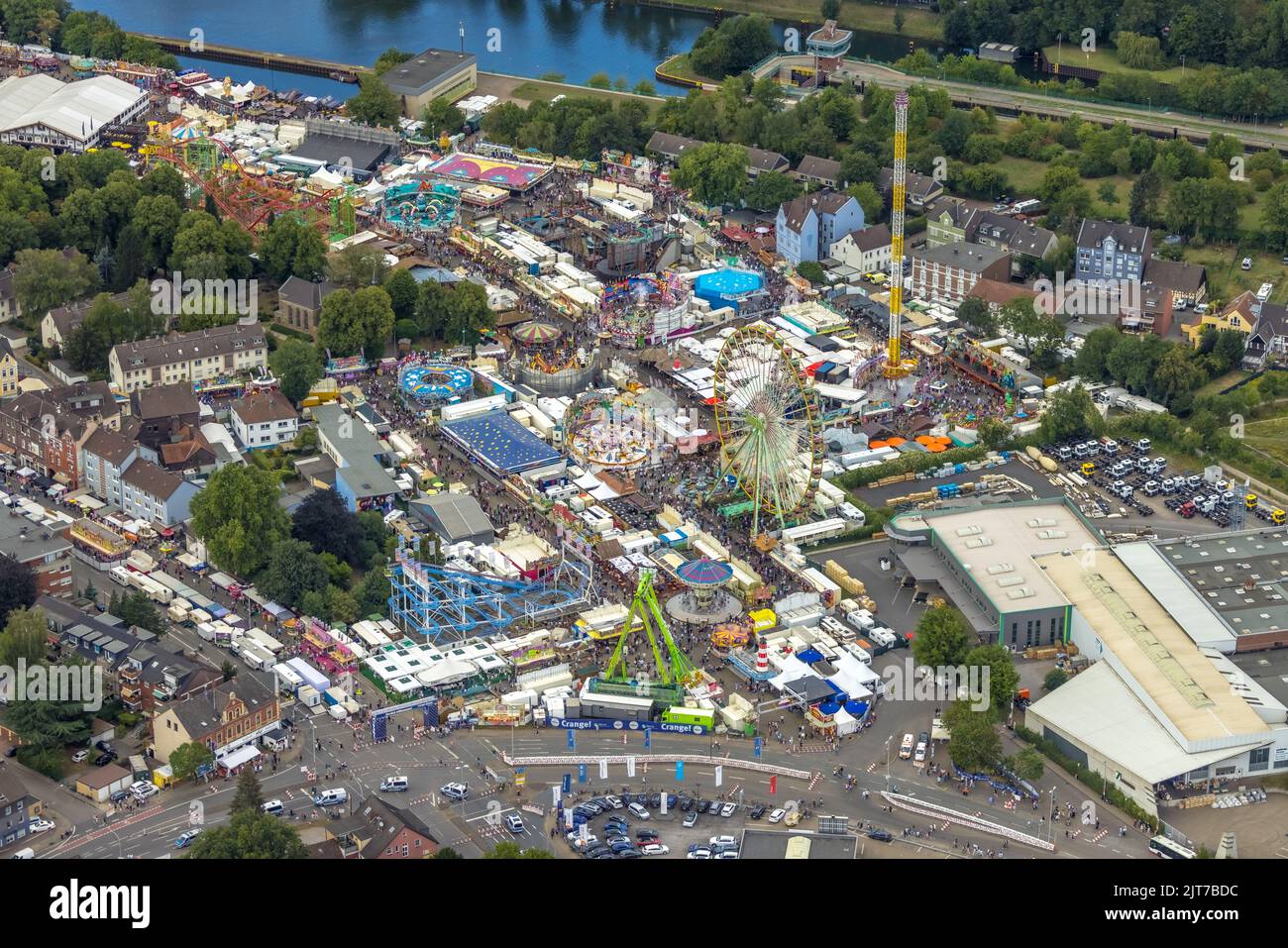 Vue aérienne, Cranger kirmes à Herne-Crange, plus de 50 manèges ...