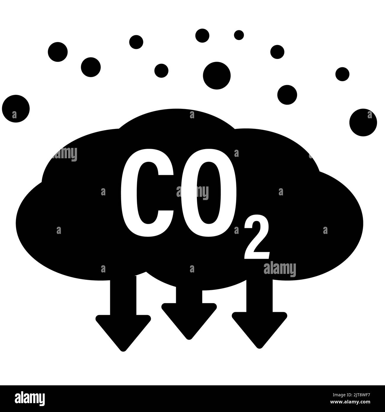 icône des émissions de dioxyde de carbone sur fond blanc. co2 symbole ...