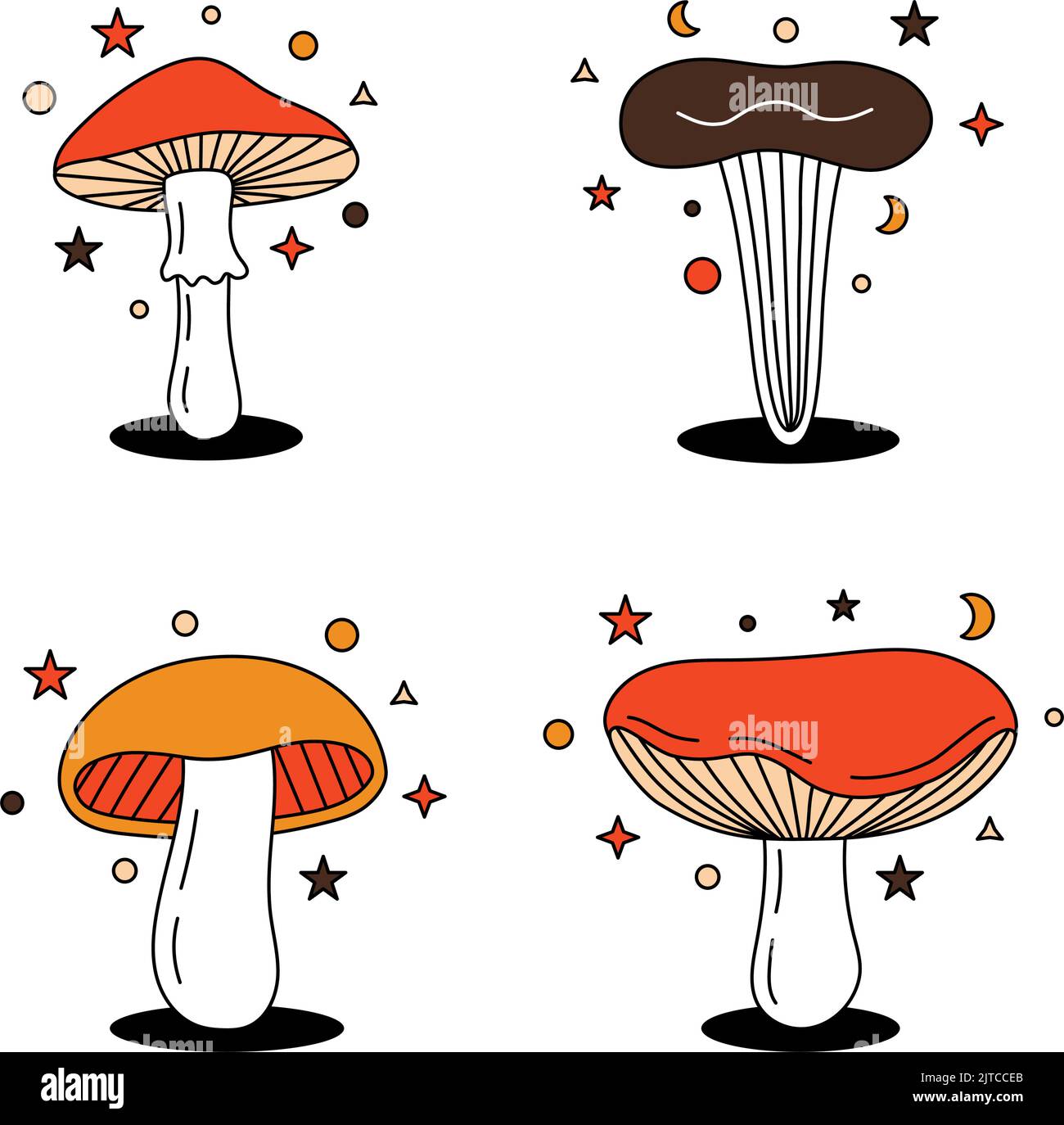 Ensemble de champignons magiques. Symboles de champignons de ...