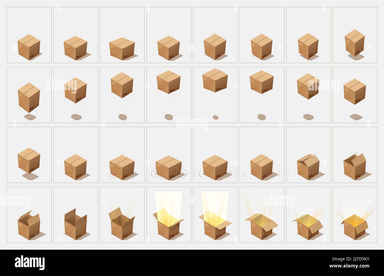 Animation de la boîte-cadeau animée de saut de dessins animés sprite ...