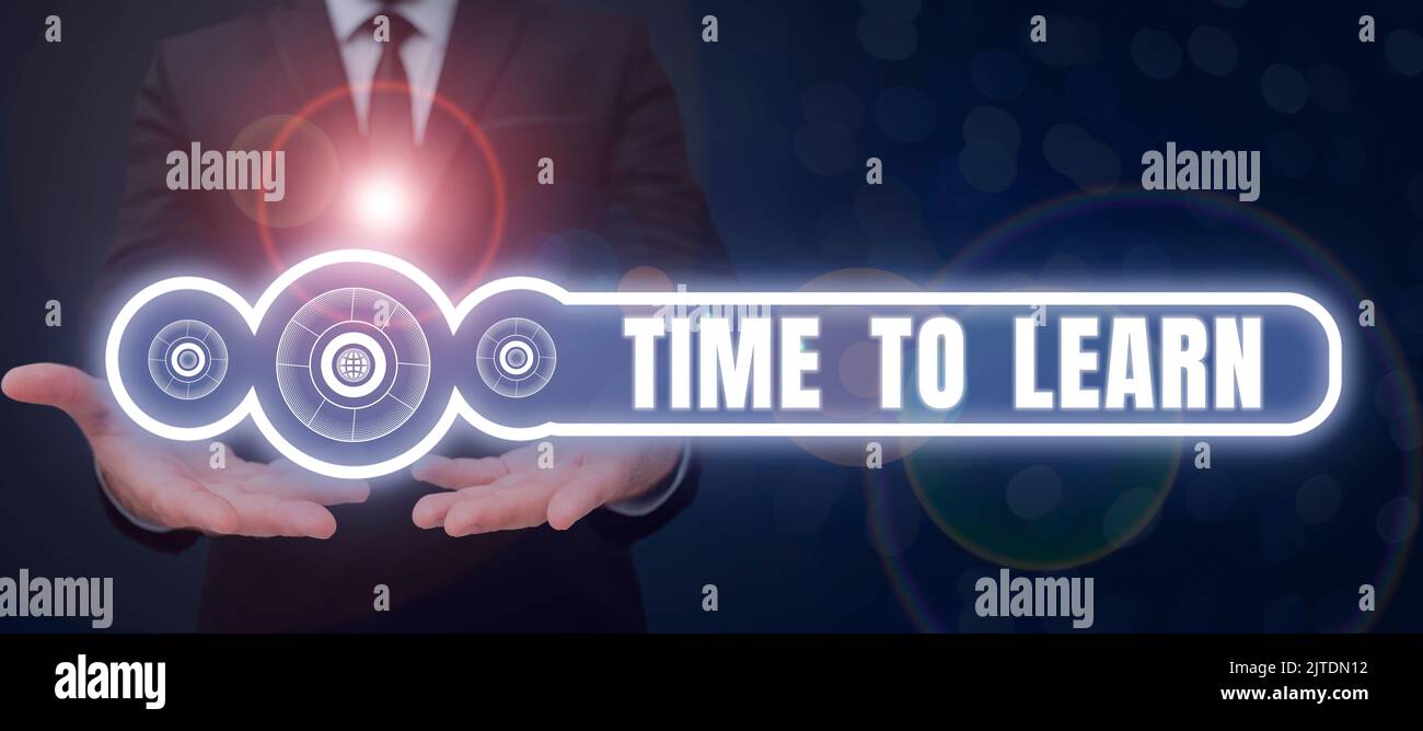 Affiche l'heure d'apprentissage. Photo conceptuelle acquérir de nouvelles connaissances ou ...