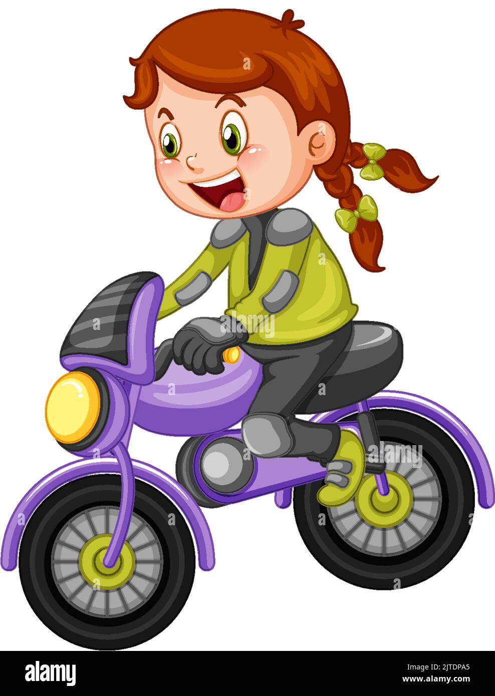 Une jeune fille de motocross motocross dessin animé de personnage Image ...