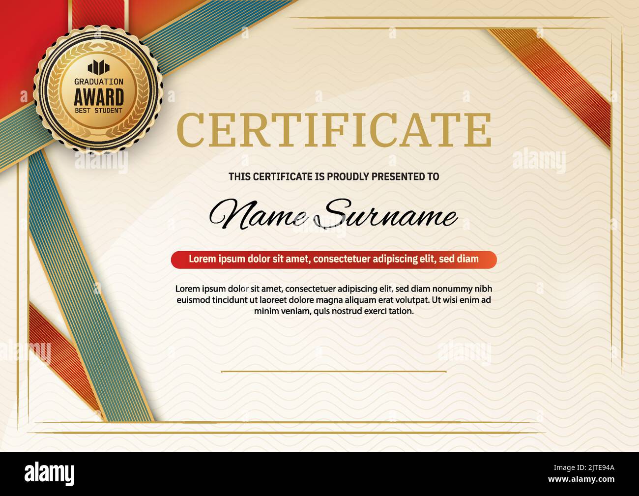 Bordure de certificat. Cadre vintage et rubans pour certificat vierge ...