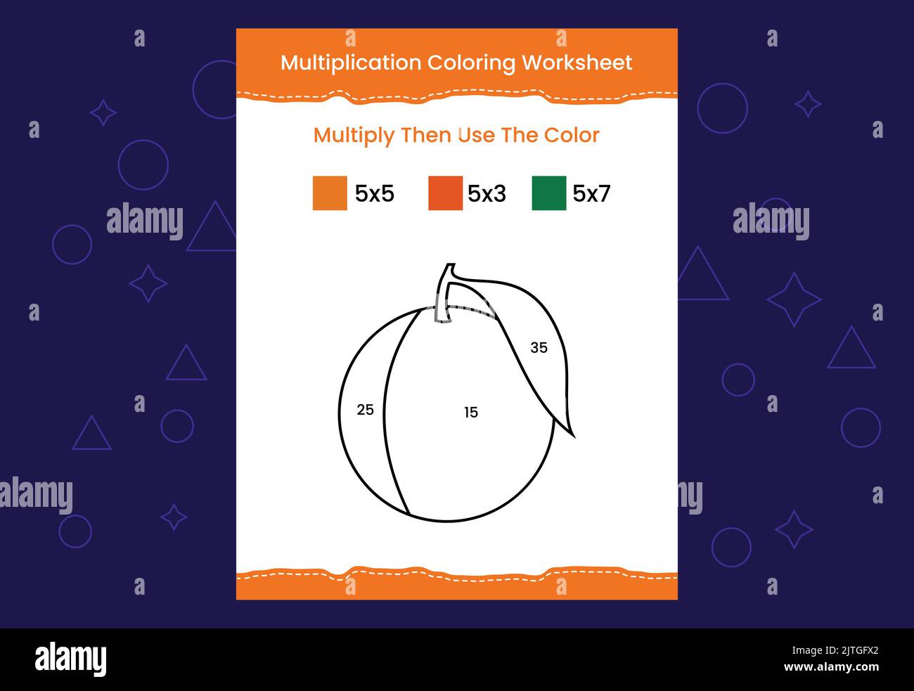 Multiplication de la feuille de calcul de coloriage avec l'image. Jeu ...