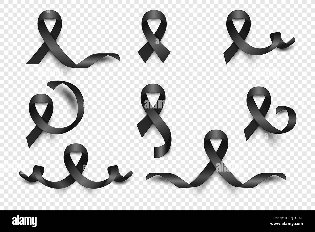 Ensemble de rubans noirs réalistes Vector 3D. Gros plan sur le symbole ...