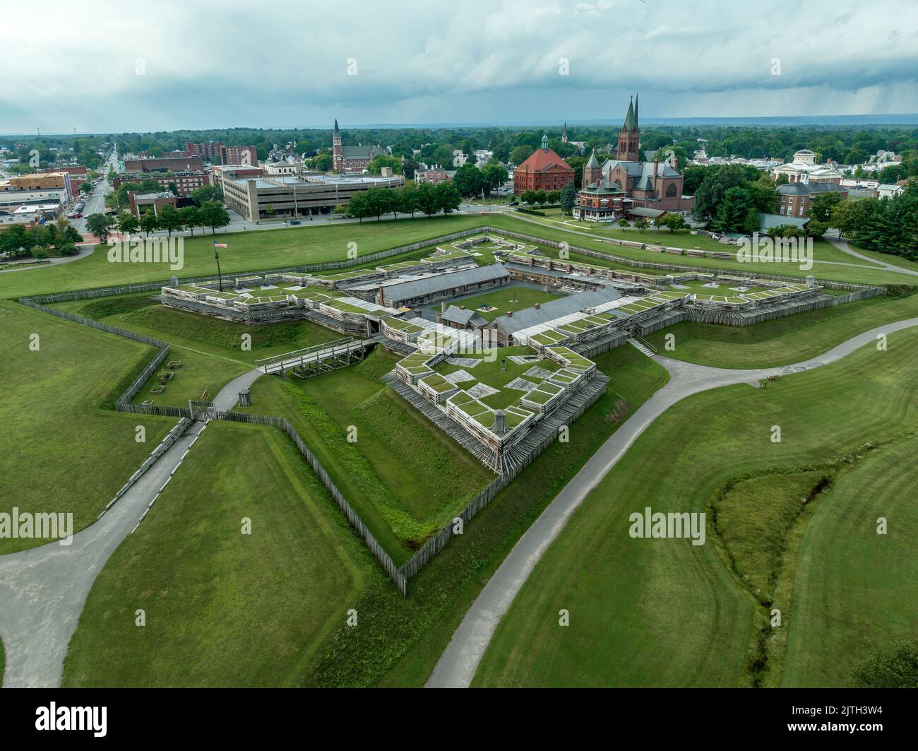 Vue aérienne de la terre reconstruite étoile de bois fort de la guerre ...