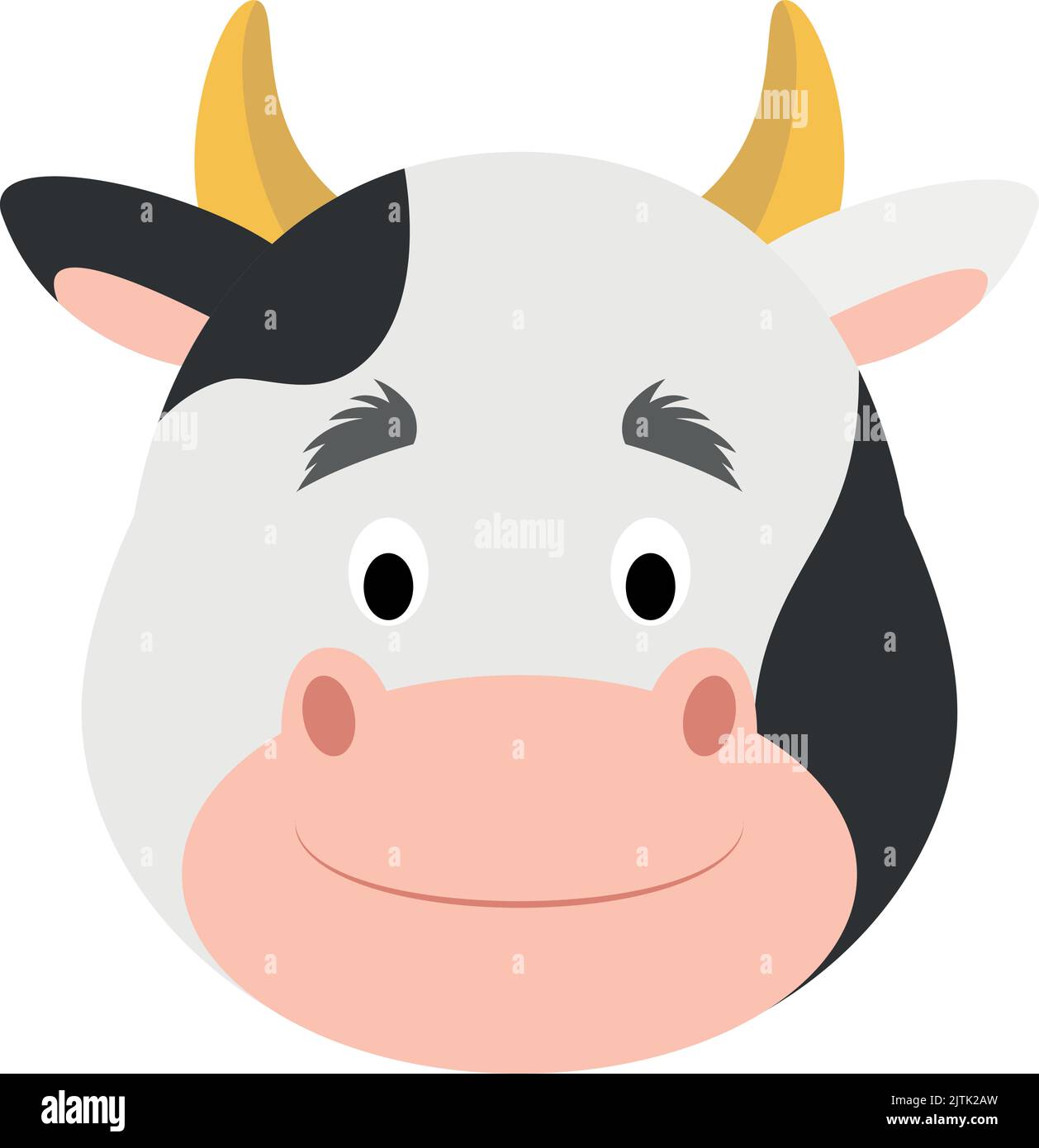 Visage de vache de style dessin animé pour les enfants. Série d ...