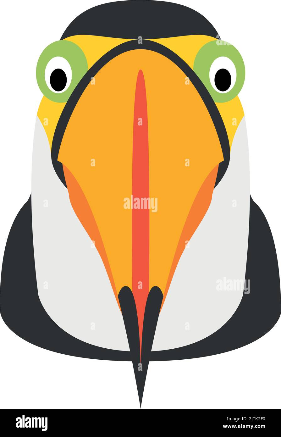 Toucan visage en style de dessin animé pour les enfants. Série d'illustrations vectorielles ...