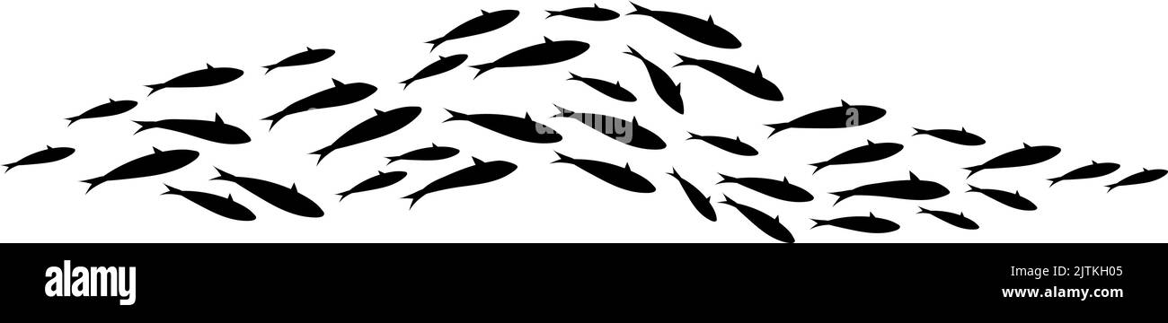 Courbe de nage du groupe de poissons. Icône de l'école sous-marine ...