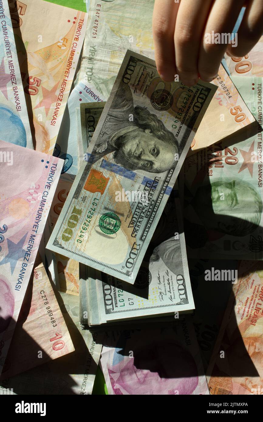 Historique des factures de la livre turque et du dollar.Argent ...