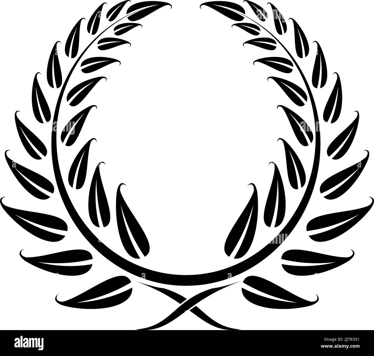 Icône de couronne de Laurier, couronne de feuilles héraldiques, emblème de récompense ou ruban d ...