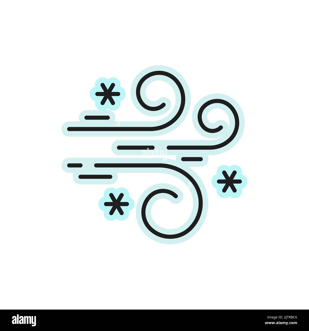 Météo icône représentant le vent et la neige, pictogramme vectoriel ...