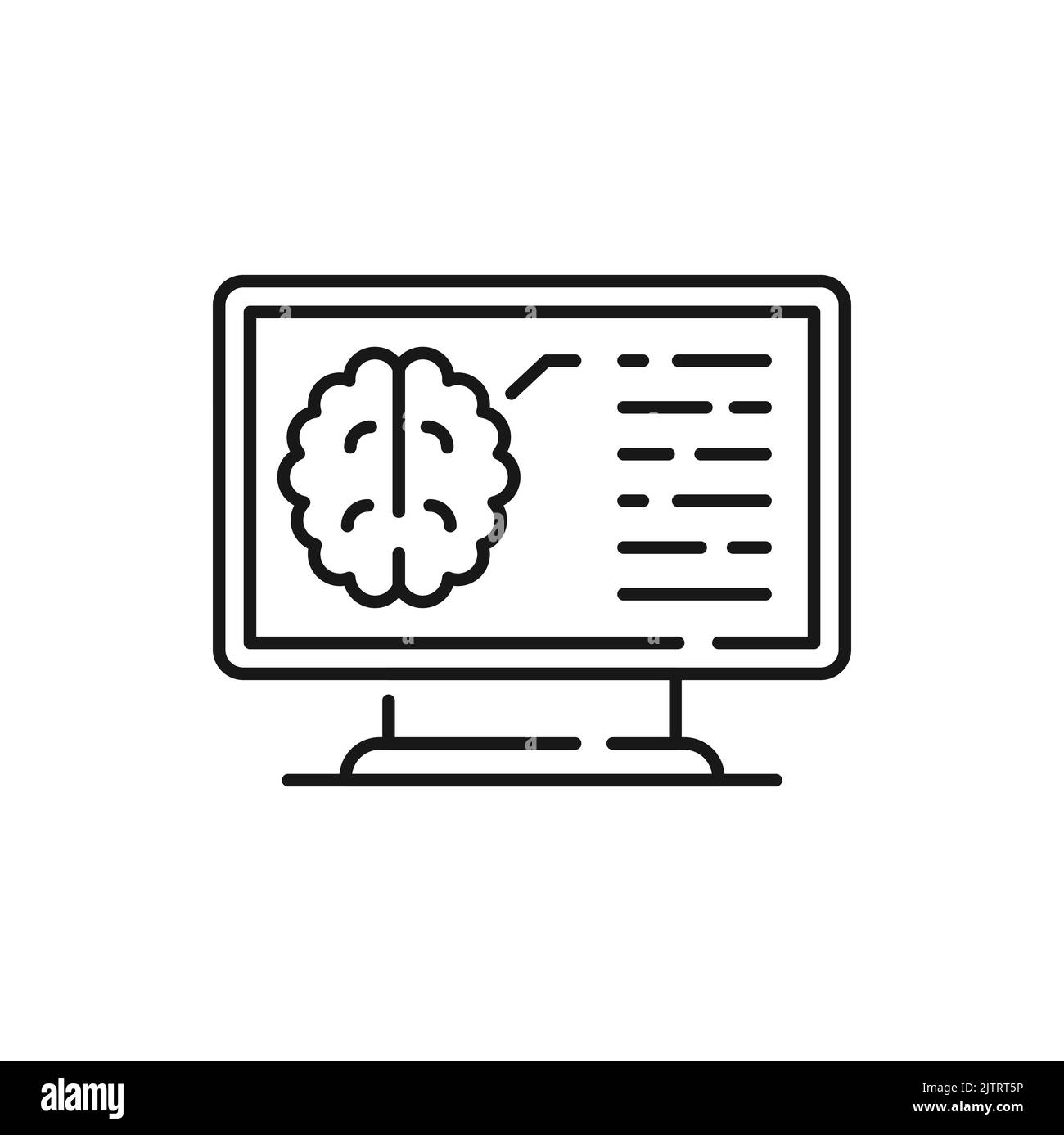 Cerveau scanner esprit imagerie cérébrale icône de contour isolé ...