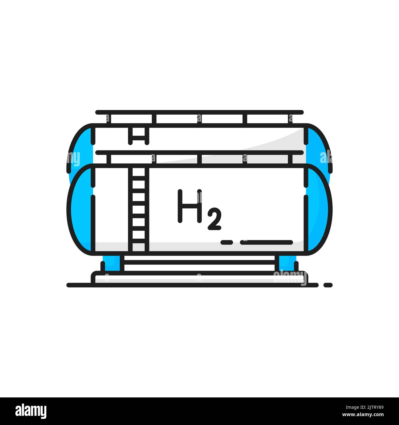 Icône de couleur de citerne à hydrogène, réservoir de stockage H2 ...
