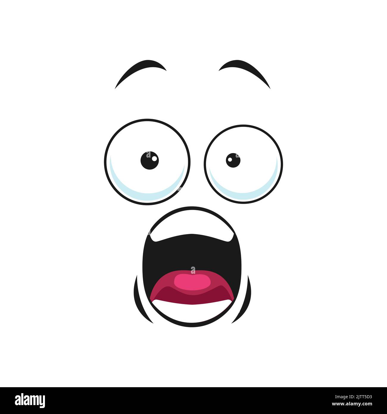 Caricature symbole de vecteur de visage, choqué ou surpris emoji drôle ...