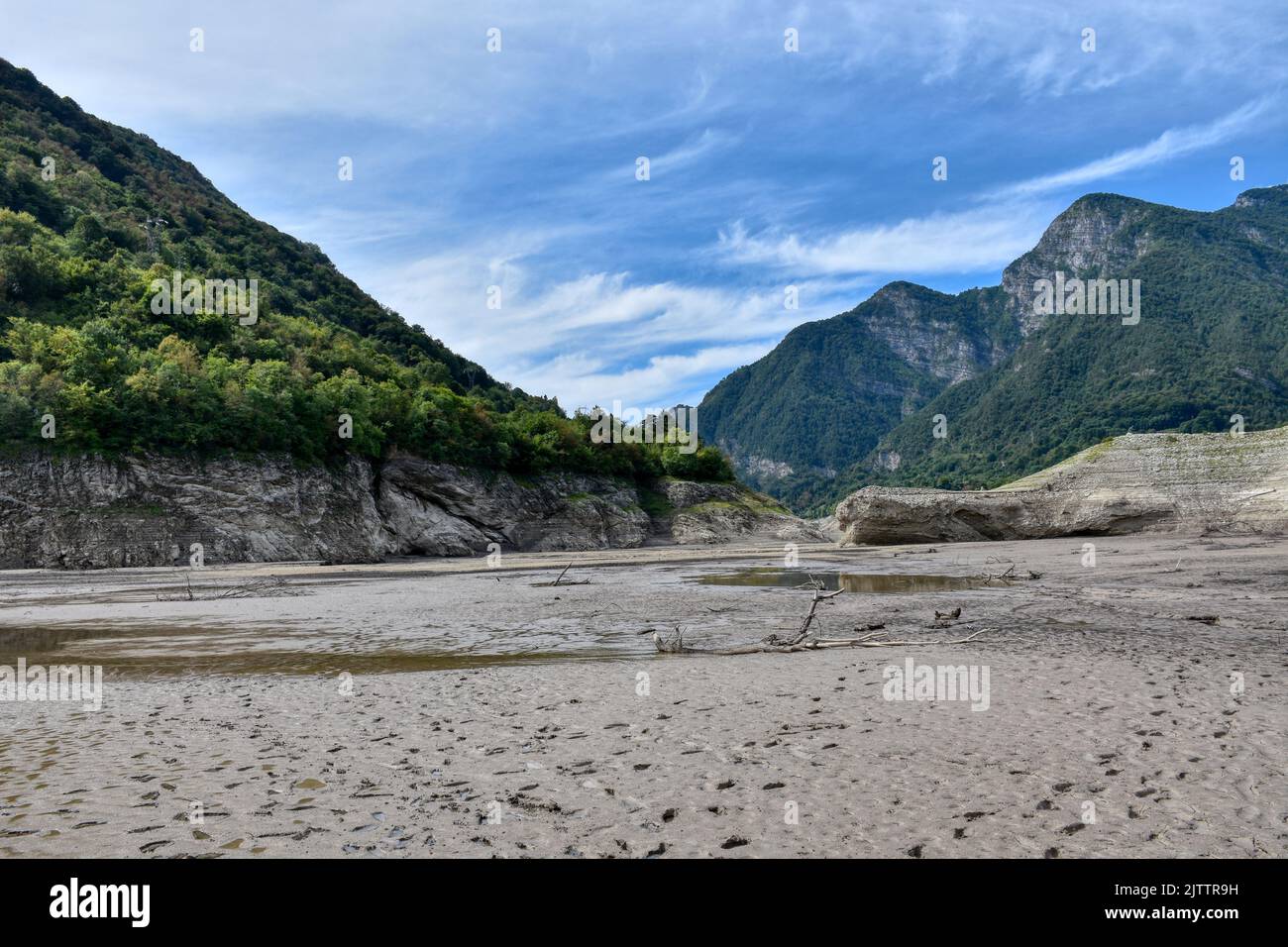 Flussett, ausgetrocknet, Schlamm, ausgetrocknet, Kruste, Verkrustet ...
