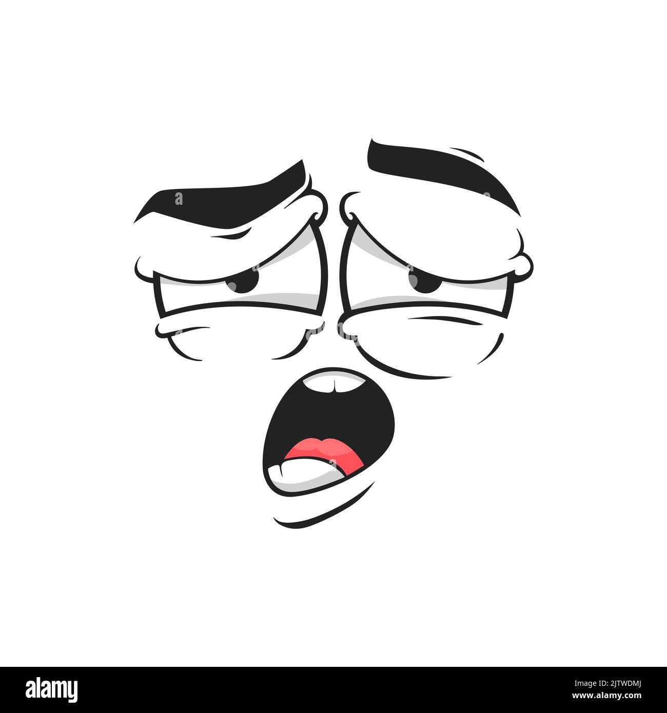 Dessin animé bâillements visage vecteur fatigué emoji avec la bouche ...