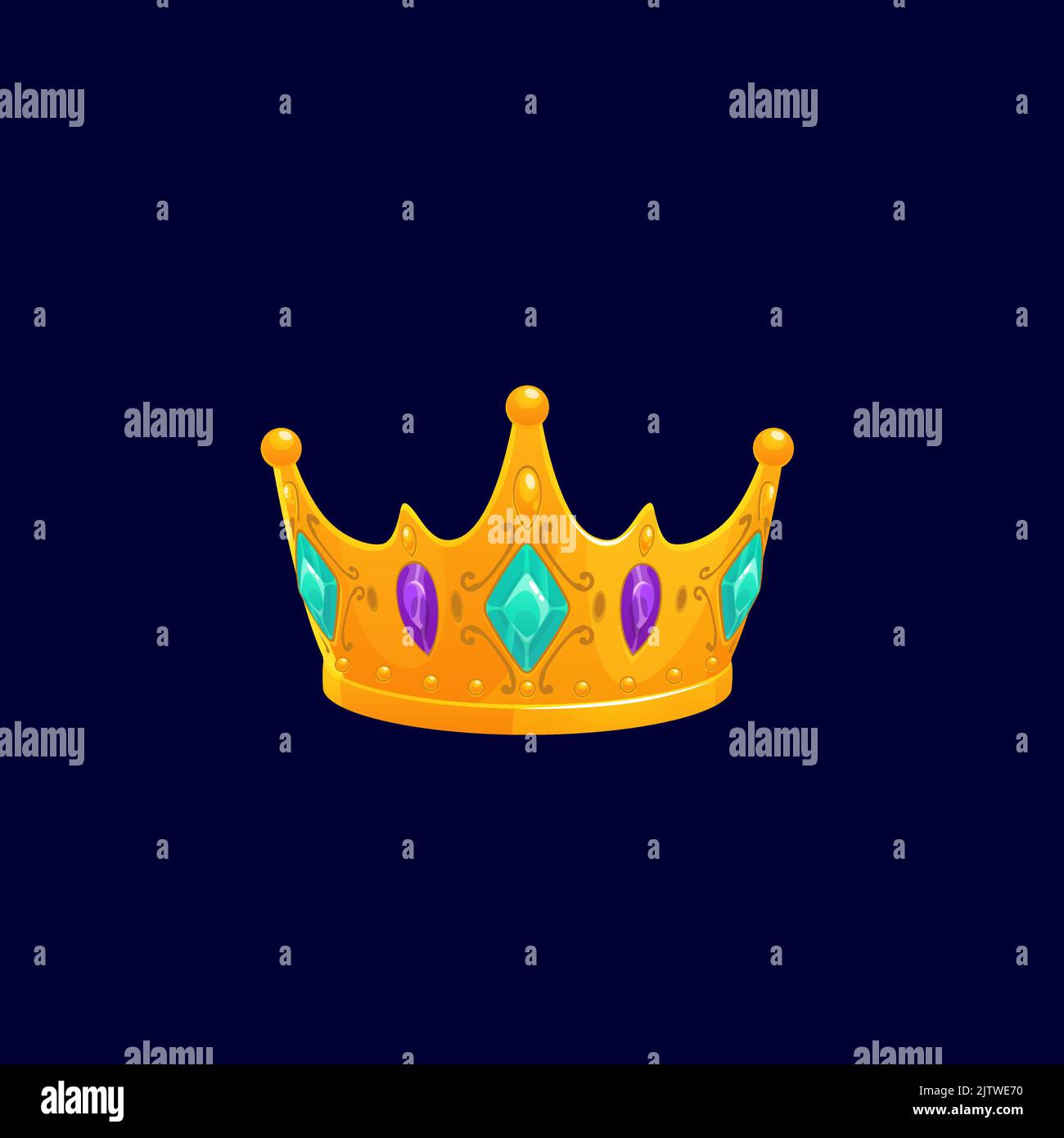 Couronnes dorées de roi ou de reine décorées de pierres précieuses ...