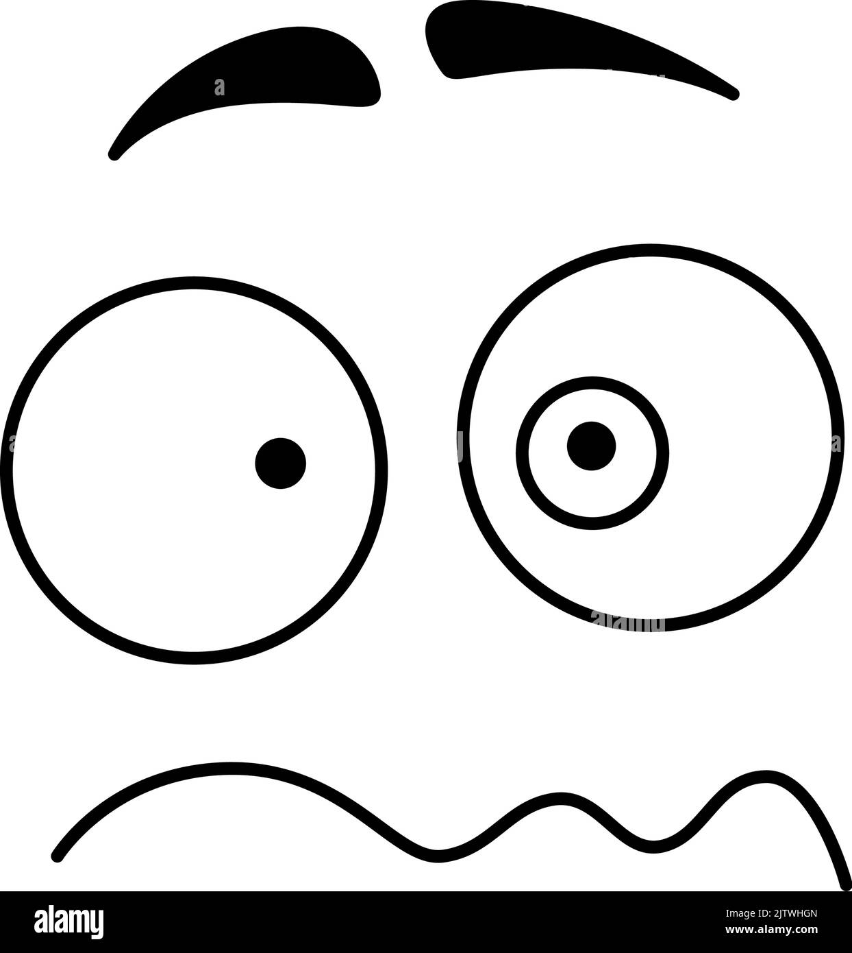 Émoticône du sourire choqué icône emoji. Vector Line art dessin animé ...