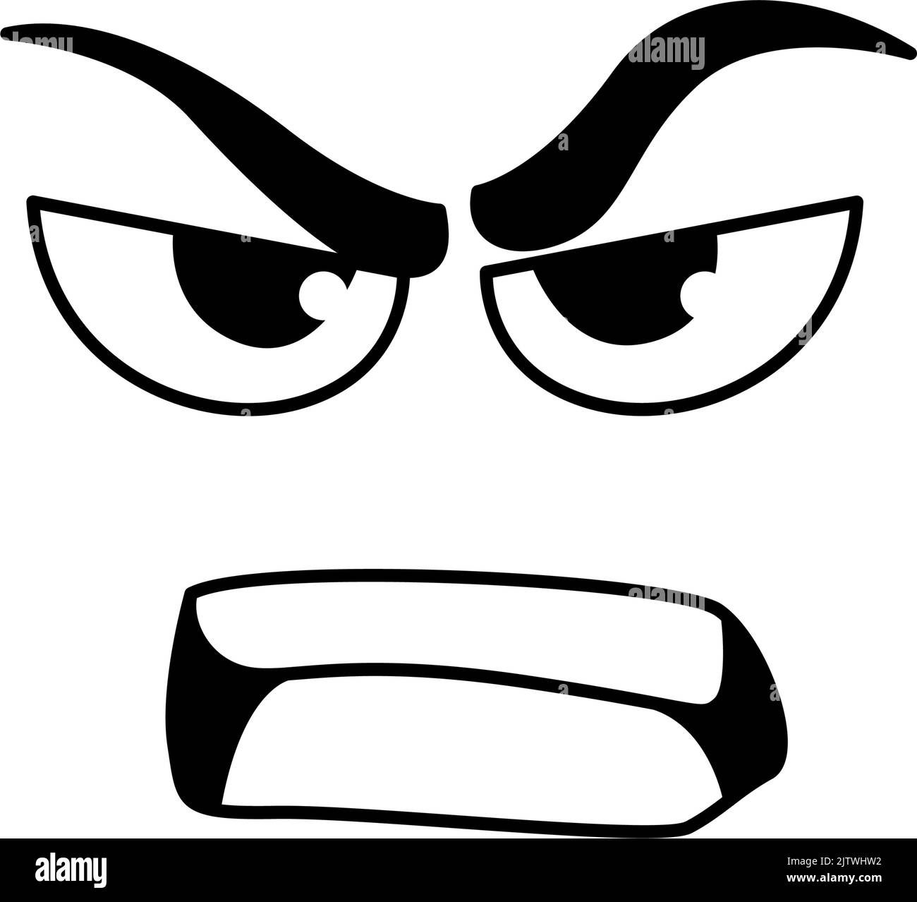 Émoticône visage sourire en colère, émoticône de dessin animé. Vecteur ...