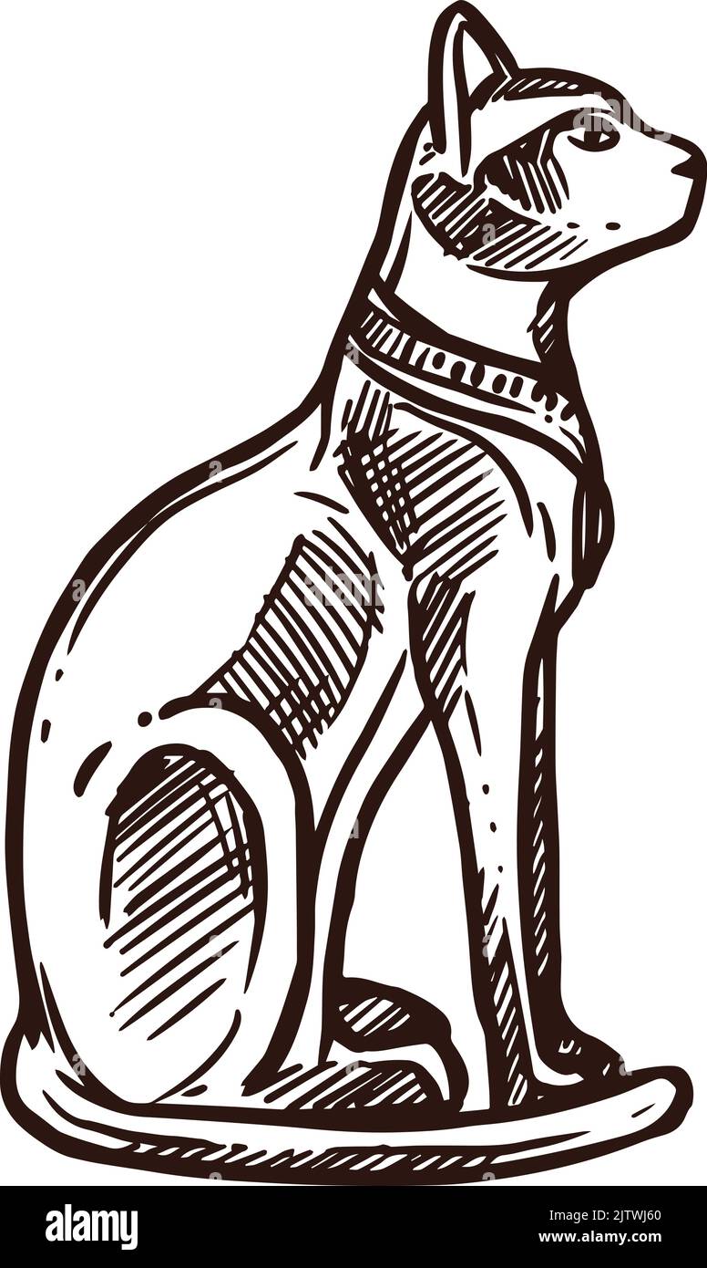 Croquis de chat, animal sacré de l'Égypte antique et dieu de la déité ...