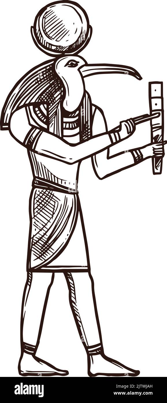Thoth, Dieu égyptien dans le croquis, ancienne Égypte divinité dieu ...