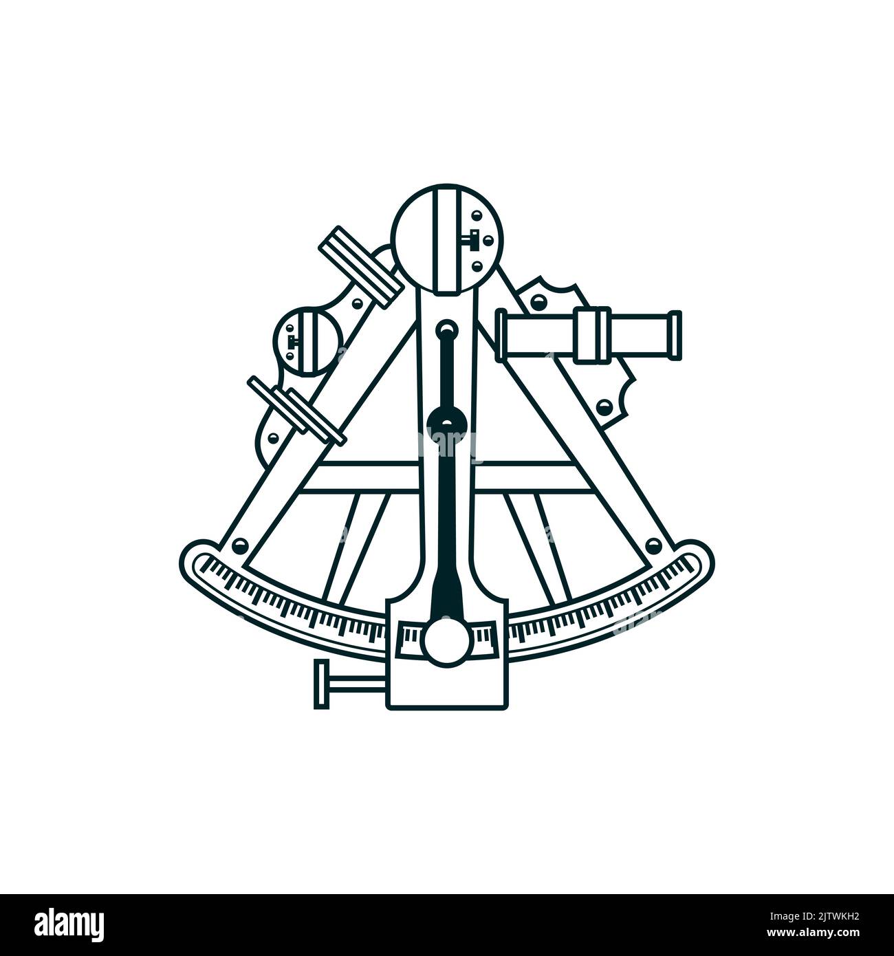 Sextant, navigation maritime et astrolabe nautique, icône vecteur d ...