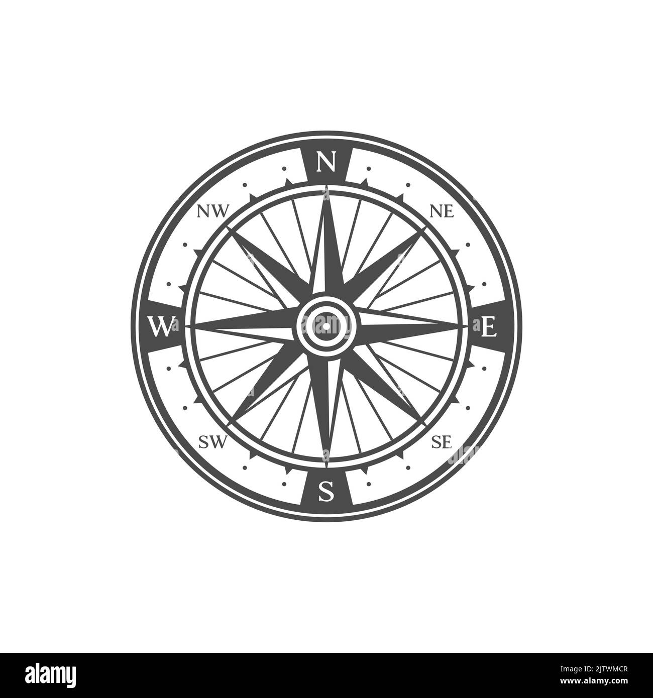 Boussole vintage, cartographie symbole médiéval. Panneau de direction ...