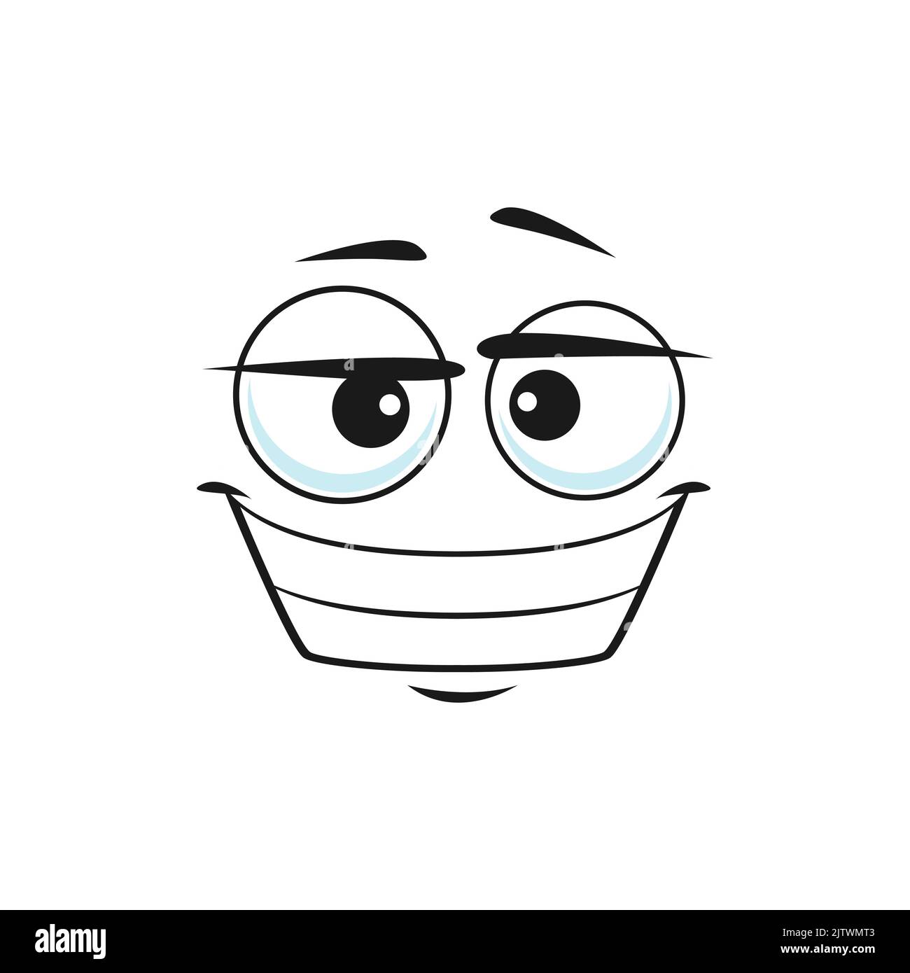 Dessin animé visage satisfait, vecteur ogle ravi sourire heureux visage ...