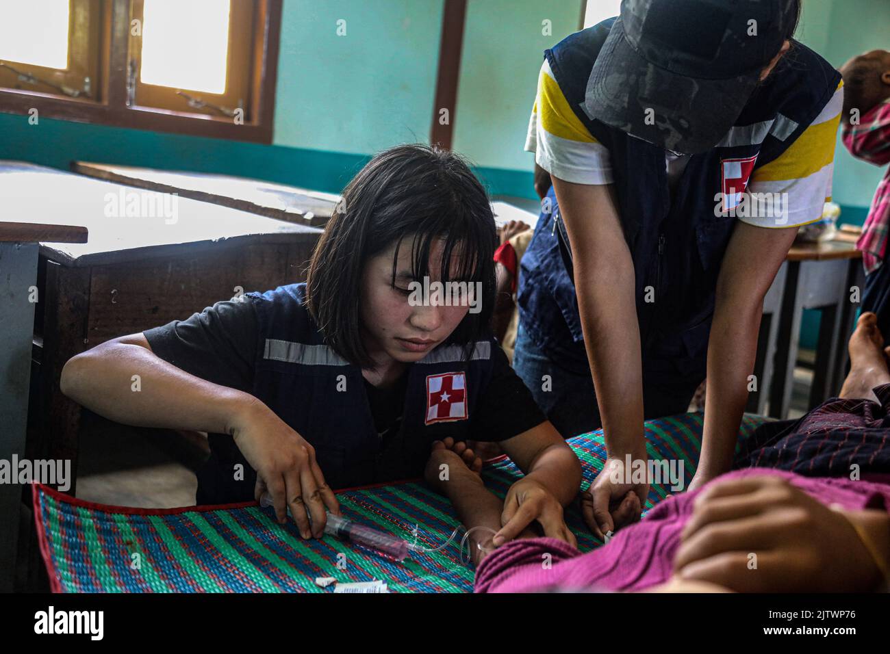 Etat de Kayah, Myanmar. 28th août 2022. Des volontaires de ''Nway Oo ...