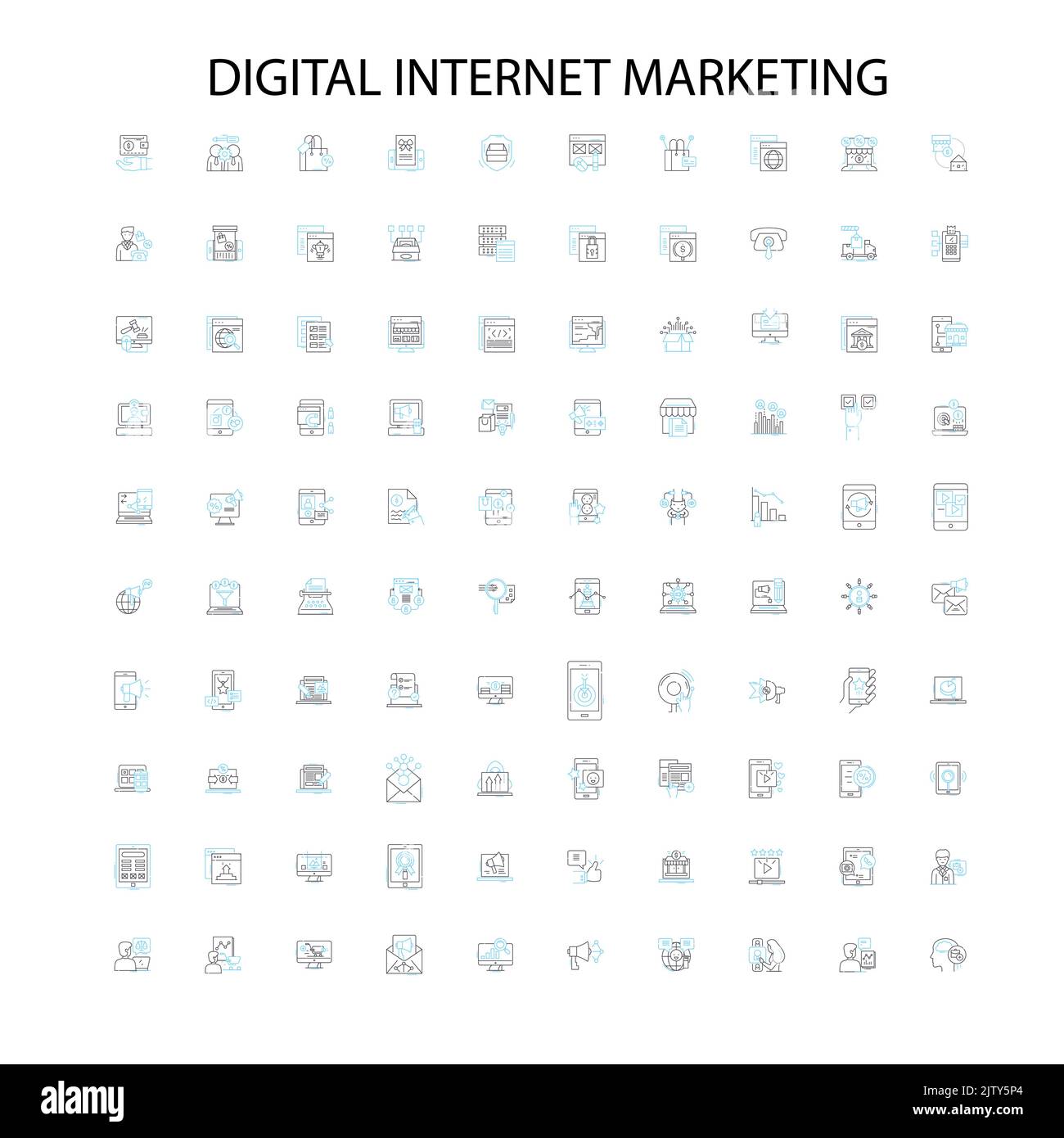 icônes de marketing internet numérique, signes, symboles de contour ...
