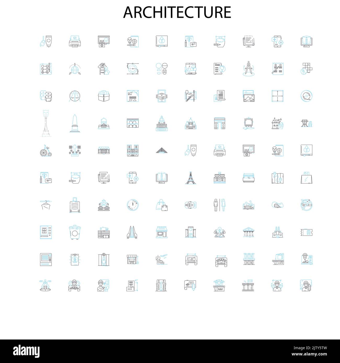 icônes d'architecture, signes, symboles de contour, collection de ...