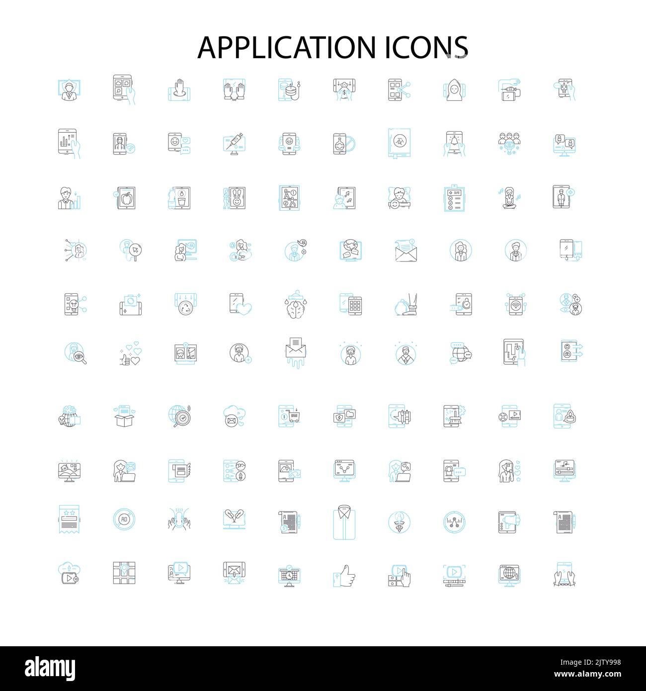 icônes d'application, signes, symboles de contour, collection de lignes ...