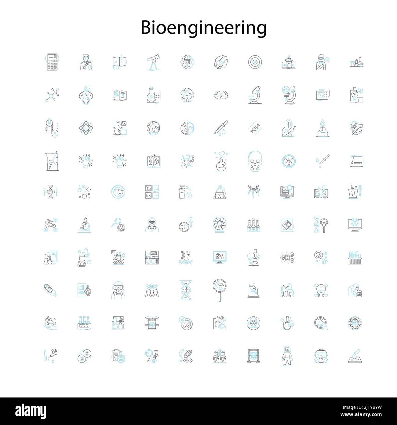 icônes de bioingénierie, signes, symboles de contour, collection de ...