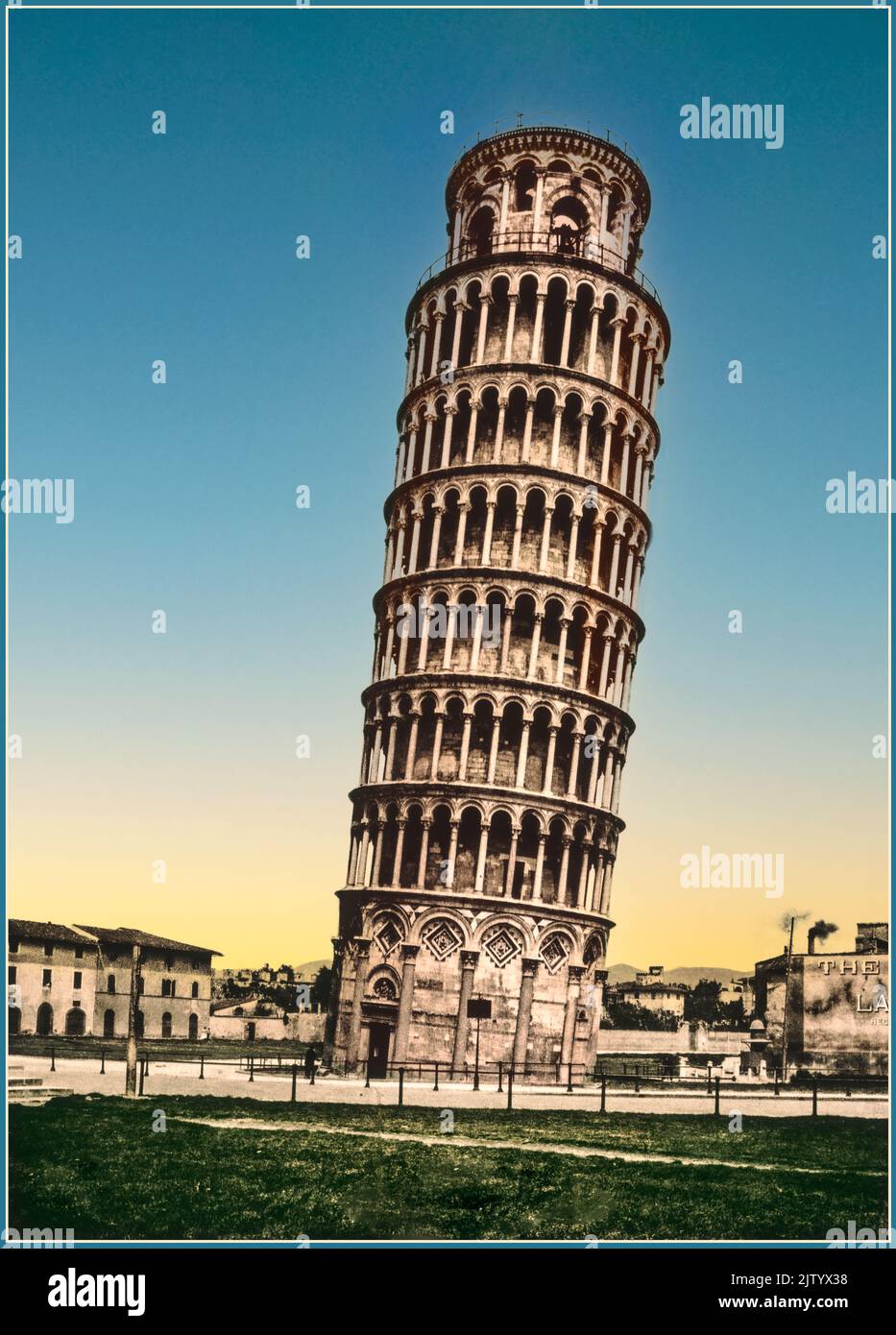 PISE la Tour penchée, Pise, Italie au coucher du soleil Vintage 1890s ...