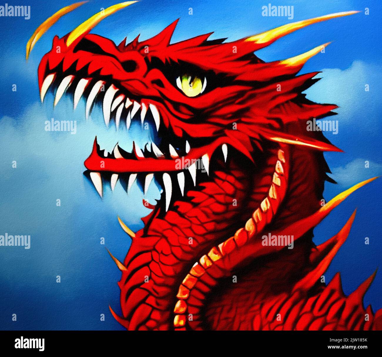 Portrait de dragon de fantasy diabolique. Œuvre surréaliste de danger ...