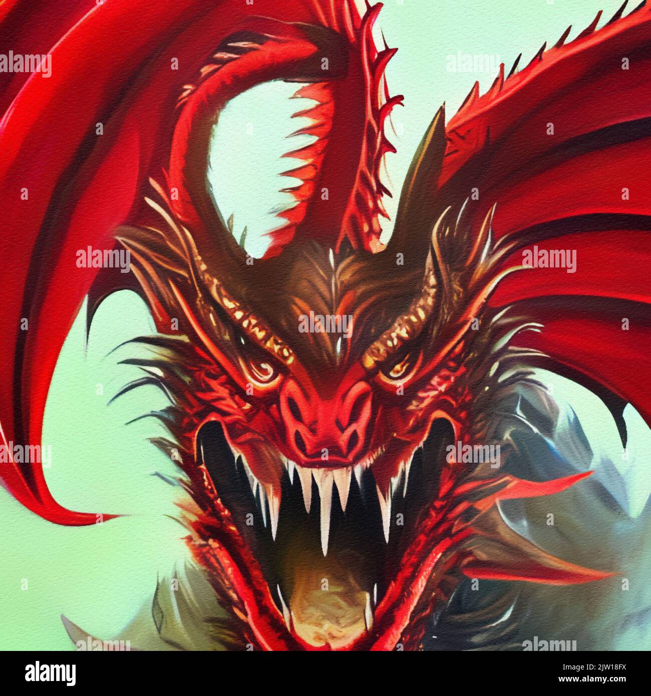 Portrait de dragon de fantasy diabolique. Œuvre surréaliste de danger ...