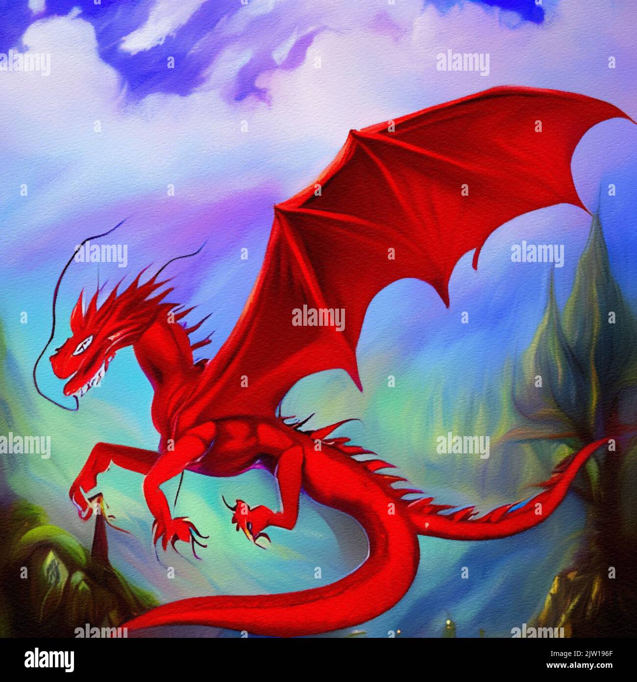 Portrait de dragon de fantasy diabolique. Œuvre surréaliste de danger ...